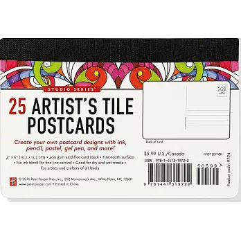 博客來-Studio Series Artist’s Tile Postcards: 25 Acid-free White Postcards ...