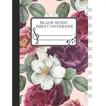 博客來-Blank Music Sheet Notebook: Beautiful PurpleFloral Themes Style ...