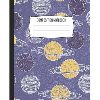 博客來-Composition Notebook: Wide Ruled Notebook Purple Distress Planets ...