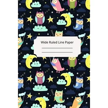博客來-Cute Sleep Owl Theme Wide Ruled Line Paper