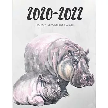 博客來-2020-2022 Three 3 Year Planner Watercolor Hippo Calf Monthly ...