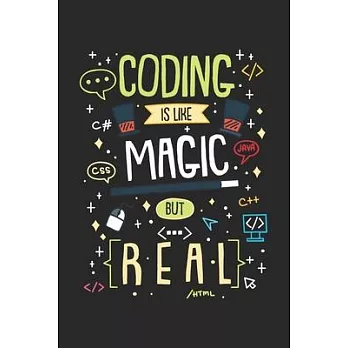 博客來-Coding Is Like Magic But Real: 120 Pages I 6x9 I Graph Paper 4x4