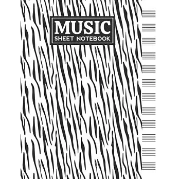 博客來-Music Sheet Notebook: Blank Staff Manuscript Paper with Tiger Skin ...