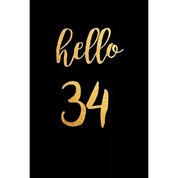 博客來-Hello 34: 34th Birthday gift - Lined Notebook / Journal Gift, 120 ...