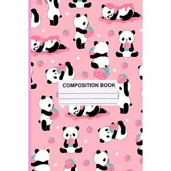 博客來-Composition Notebook: Pretty Panda Cartoon Print College Ruled ...