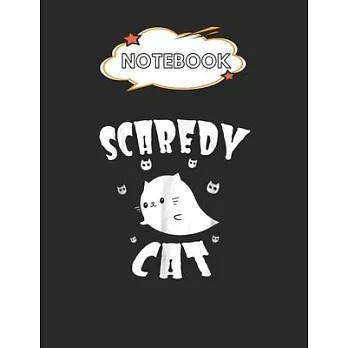 博客來-Notebook: Scaredy Cat Shirt Cute Cartoon Ghost Cat Halloween Blank Comic Notebook for Kids ...