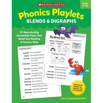 博客來-Phonics Playlets: Blends & Digraphs: 20 Reproducible Decodable ...