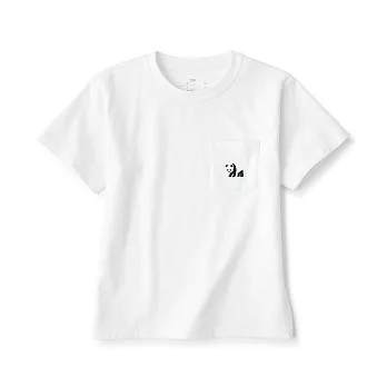 博客來-【MUJI 無印良品】兒童棉混聚酯纖維刺繡口袋短袖T恤 140 大熊?(米白色)