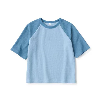 博客來-【MUJI 無印良品】兒童五分袖T恤 140 淺藍