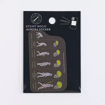 博客來-【日本Green Flash】STUDY HOLIC知識狂熱 虹光耐水貼紙 ‧ 進化生物學/人類