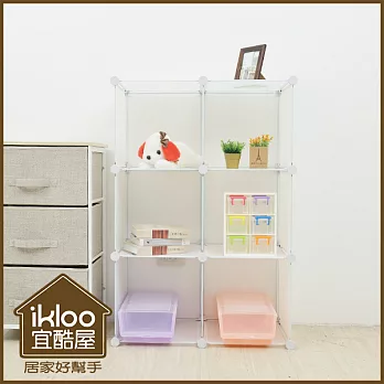 博客來-【ikloo】diy家具6格收納櫃/組合櫃 清透白