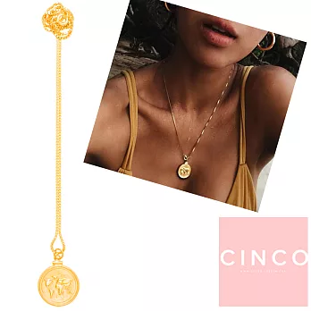 博客來-CINCO 葡萄牙精品 GINGER NECKLACE 925純銀鑲24K金硬幣項鍊 世界地圖款