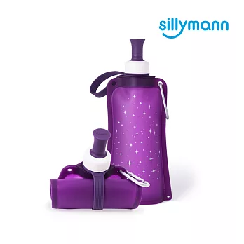 博客來-【韓國sillymann】100%時尚便攜捲式鉑金矽膠水瓶-550ml星空紫