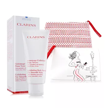 博客來-CLARINS 克蘭詩 竹子精華身體去角質霜贈化妝包窈窕組-國際航空版