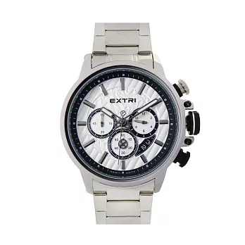 博客來-EXTRI X6011 時尚型男簡約有型真三眼鋼帶手錶 - 銀白
