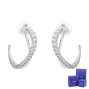 博客來-SWAROVSKI 施華洛世奇 Twist璀燦水晶交織曲線銀色耳環 5563908