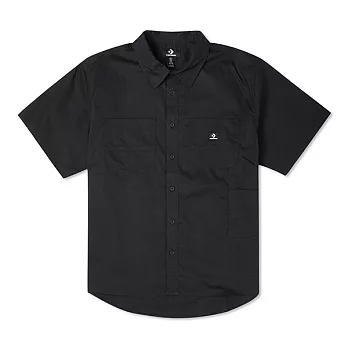 博客來-CONVERSE SOLID WOVEN CARPENTER BUTTON DOWN 短袖上衣 男 襯衫 黑色 L 黑