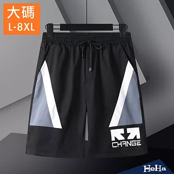 博客來-【HeHa】L-8XL配色印花短褲 兩色 4XL 黑色
