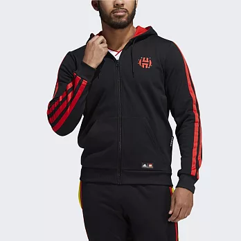 博客來-Adidas Harden Lego Fz [H51239] 男 連帽外套 運動 籃球 哈登 吸濕 排汗 亞洲版 黑 紅