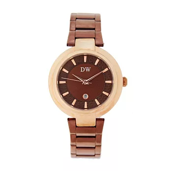 博客來-日本DW D3221 復古氣質雕花面板設計鐵帶女士腕錶 -玫咖