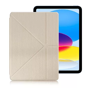 博客來-DAPAD For 2022 iPad 10 第10代 10.9吋 簡約期待立架側掀皮套 金色