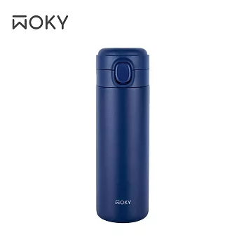 博客來-【WOKY 沃廚】輕量輕芯鈦瓷易潔層彈蓋保溫瓶 450ML(5色可選) 藍色