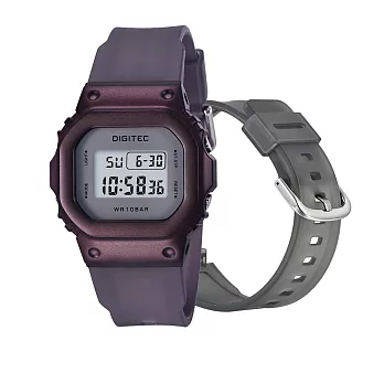 博客來-DIGITEC 數碼科技 BDG-7054T 經典時尚多功能休閒電子錶 鬧鈴 計時碼表 紫羅蘭色
