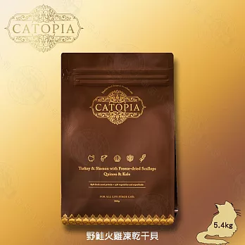 博客來-Catopia樂境 凍乾全齡貓鮮糧 5.4KG 超級食物 85%含肉量 滋補毛髮營養 凍乾飼料 - 野鮭火雞凍乾干貝5.4KG