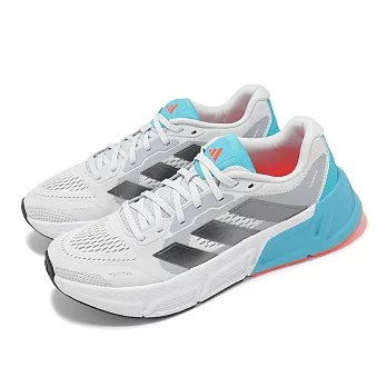 博客來-adidas 慢跑鞋 Questar 2 M 男鞋 灰 藍 緩衝 透氣 運動鞋 愛迪達 IF2236