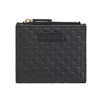博客來-GUCCI Guccissima 壓印牛皮暗釦拉鍊二折短夾_展示品 (黑色)