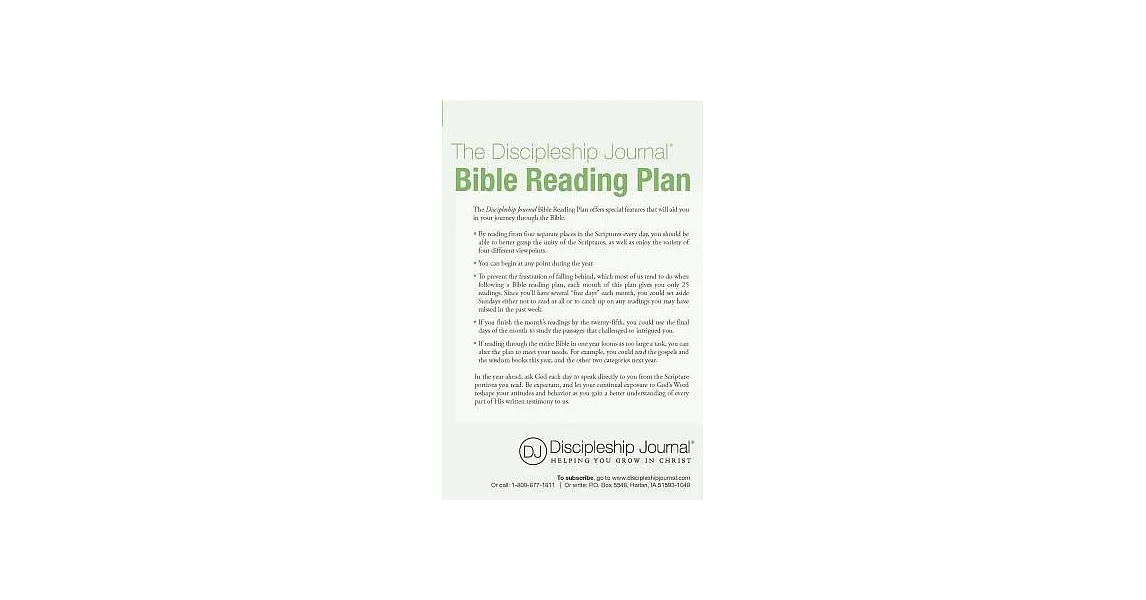 博客來-The Discipleship Journal Bible Reading Plan