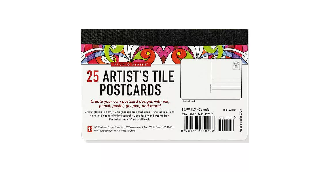 博客來-Studio Series Artist’s Tile Postcards: 25 Acid-free White Postcards ...