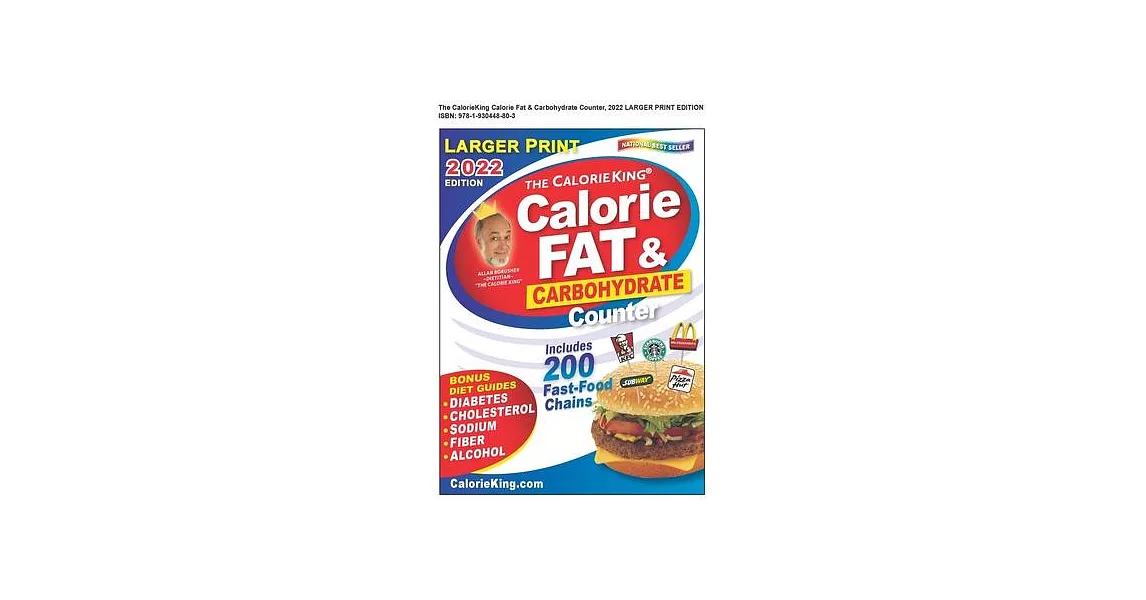 博客來-Calorieking 2022 Larger Print Calorie, Fat & Carbohydrate Counter
