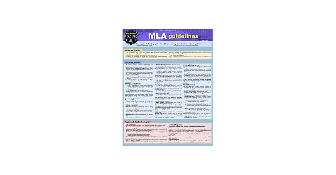 博客來-MLA Guidelines: A Quickstudy Laminated Style Reference Guide