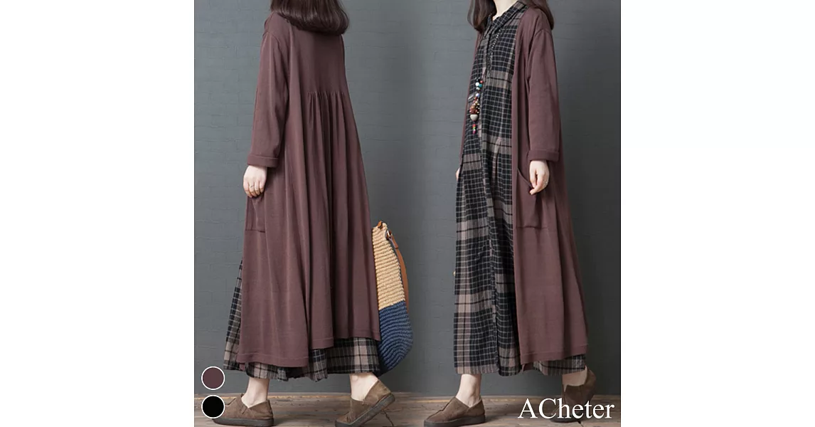 博客來-【A.Cheter】日本冬之物語典雅針織長外套#105817F咖