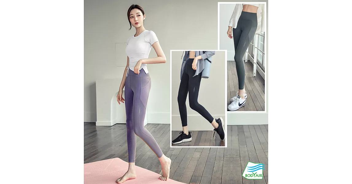 博客來-【BODYAIR嚴選】柔軟輕彈網口袋蜜桃褲(運動.健身.慢跑) M 紫