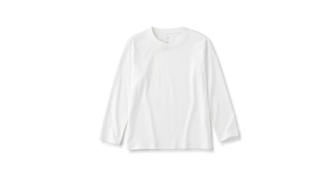 博客來-【MUJI 無印良品】兒童棉混聚酯纖維圓領長袖T恤 130 柔白