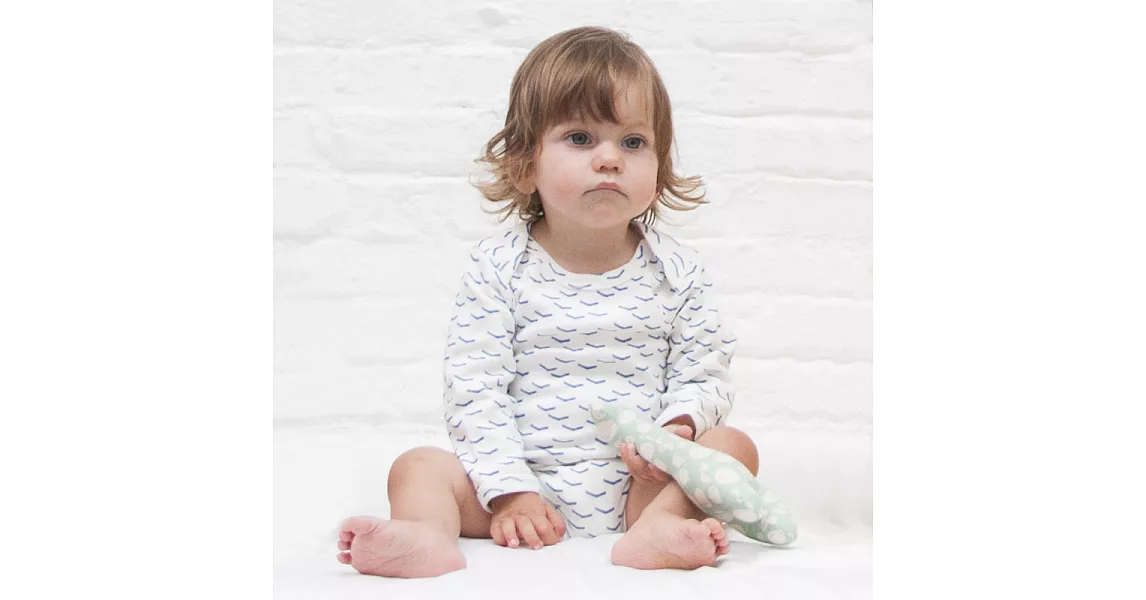 博客來-比利時 Trixie-有機棉長袖包屁衣(86-92cm)-蔚藍海鷗