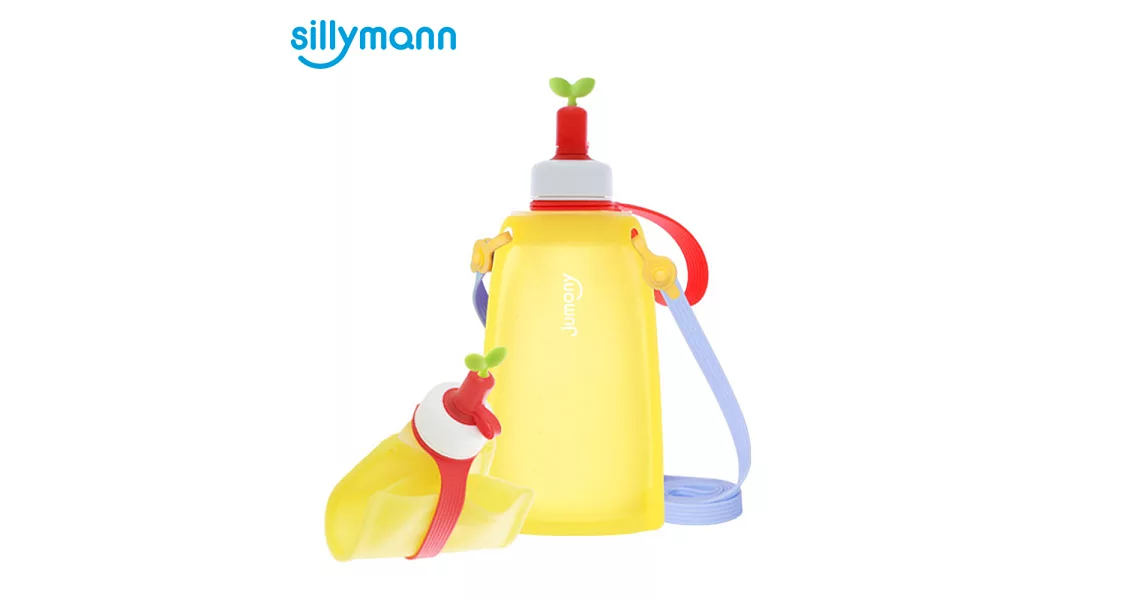博客來-【韓國sillymann】100%兒童便攜捲式鉑金矽膠水瓶-300ml檸檬黃