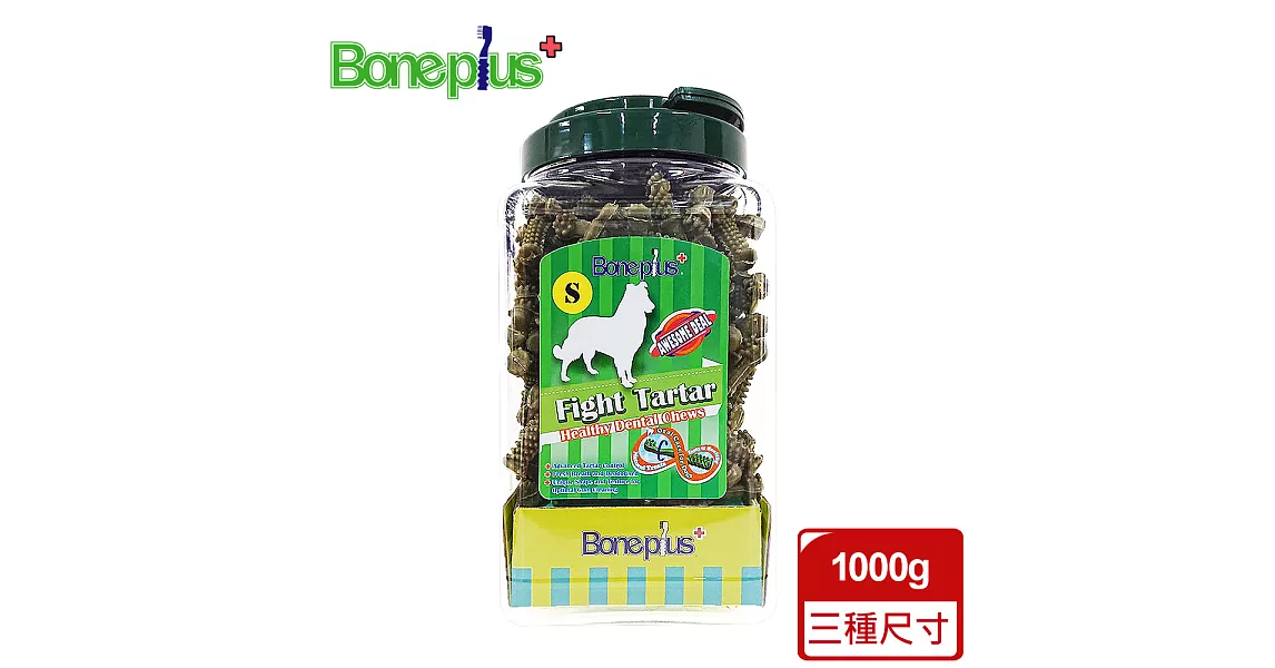 博客來-【Bone Plus】超效動能雙頭潔牙骨桶裝1100G(多種尺寸) M