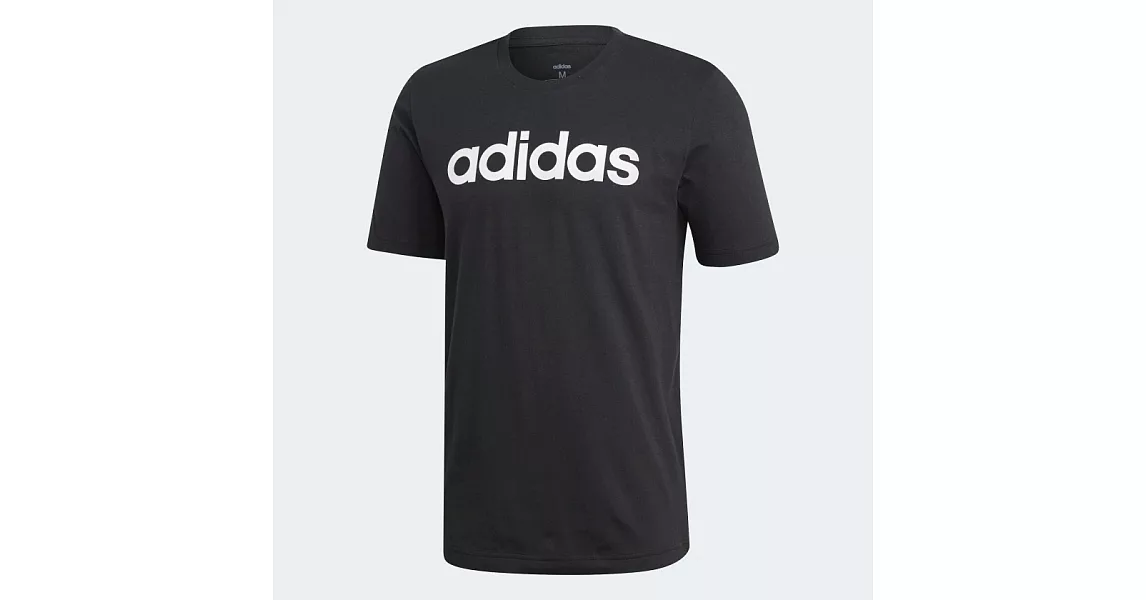 博客來-Adidas ESS LIN TEE [DU0404] 男 圓領 短袖 運動 休閒 舒適 棉T 愛迪達 黑 L 黑/白