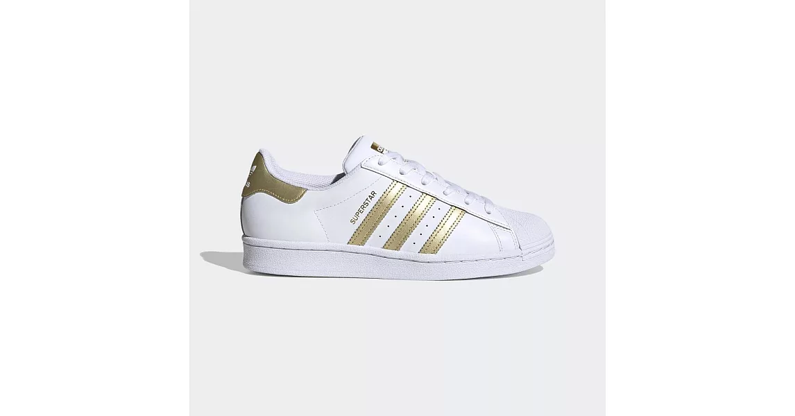 博客來-Adidas Originals Superstar W [FX7483] 女 休閒鞋 運動 經典 百搭 愛迪達 白金 25.5cm 白/金