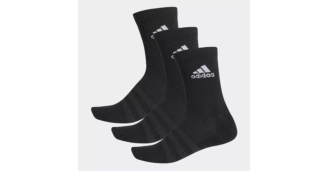 博客來-Adidas Cush Crw 3pp [DZ9357] 男女 中筒襪 運動襪 加厚底 休閒透氣 訓練 黑 3雙入 M 黑/白