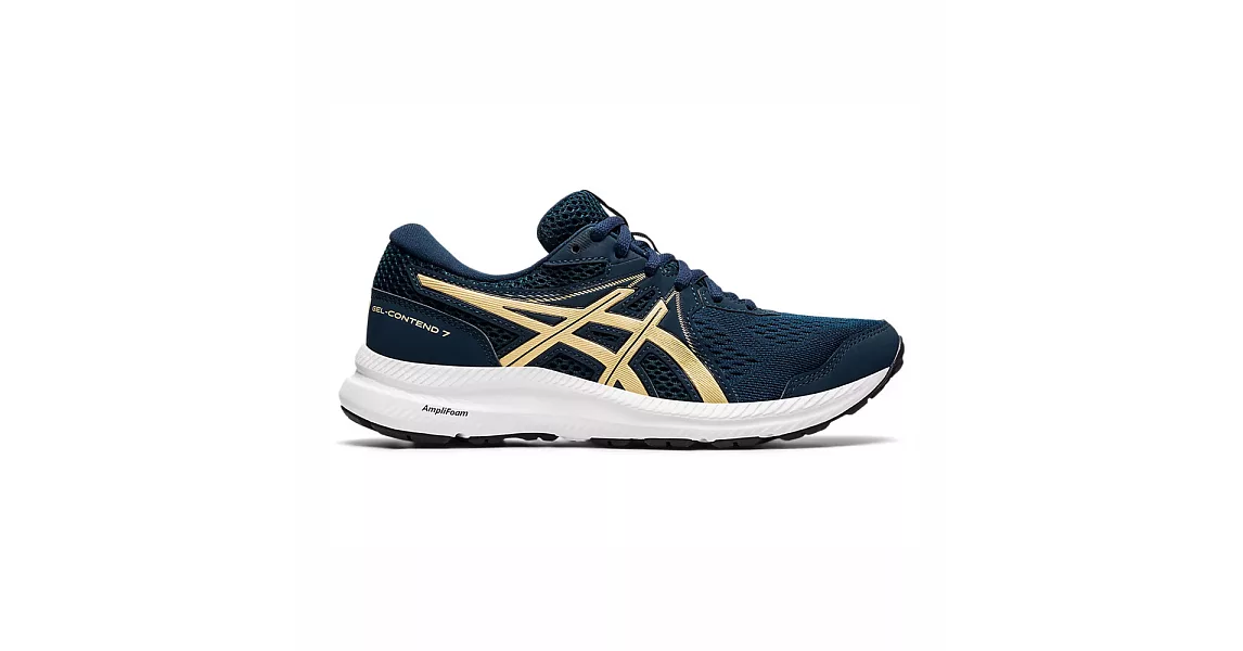 博客來-Asics Gel-contend 7 (d) [1012A910-401] 女鞋 慢跑鞋 運動 休閒 輕量 深藍 金