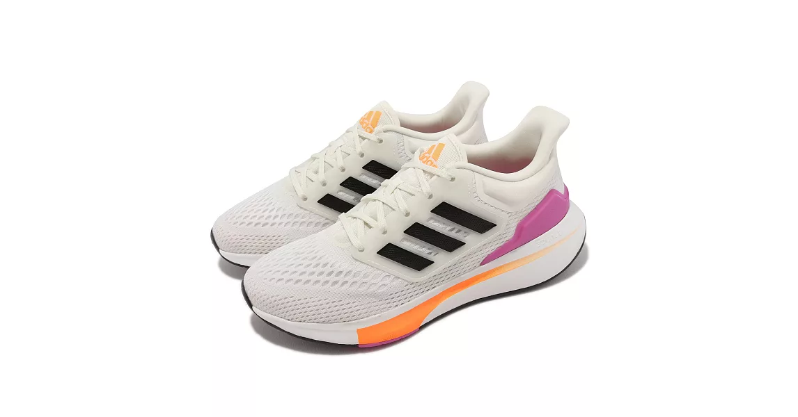 博客來-adidas 慢跑鞋 EQ21 Run 女鞋 白 橘 粉紅 基本款 緩震 透氣 運動鞋 愛迪達 GY2208