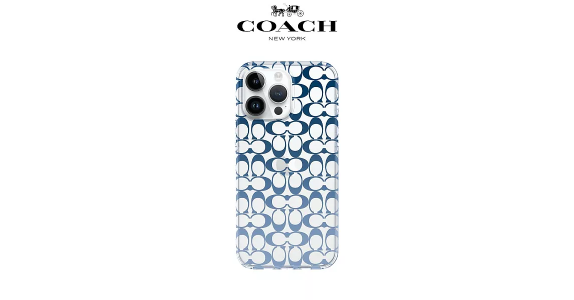 博客來-【COACH】iPhone 14系列 精品手機殼 漸層藍經典大C iPhone 14 Plus