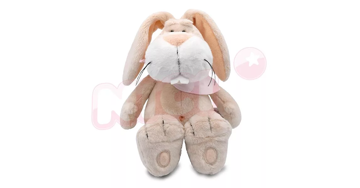 博客來-NICI 25cm復古大耳兔坐姿玩偶-米白