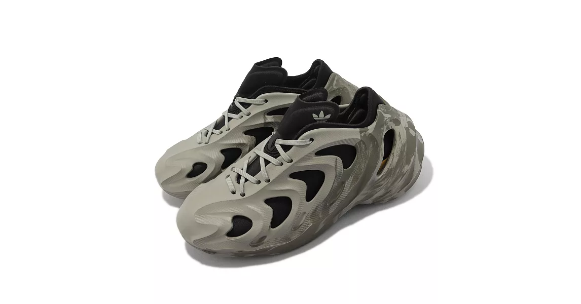博客來-adidas 休閒鞋 adiFOM Q 大理石紋 綠 黑 洞洞鞋 鏤空 可拆卸 三葉草 男鞋 愛迪達 GW2218