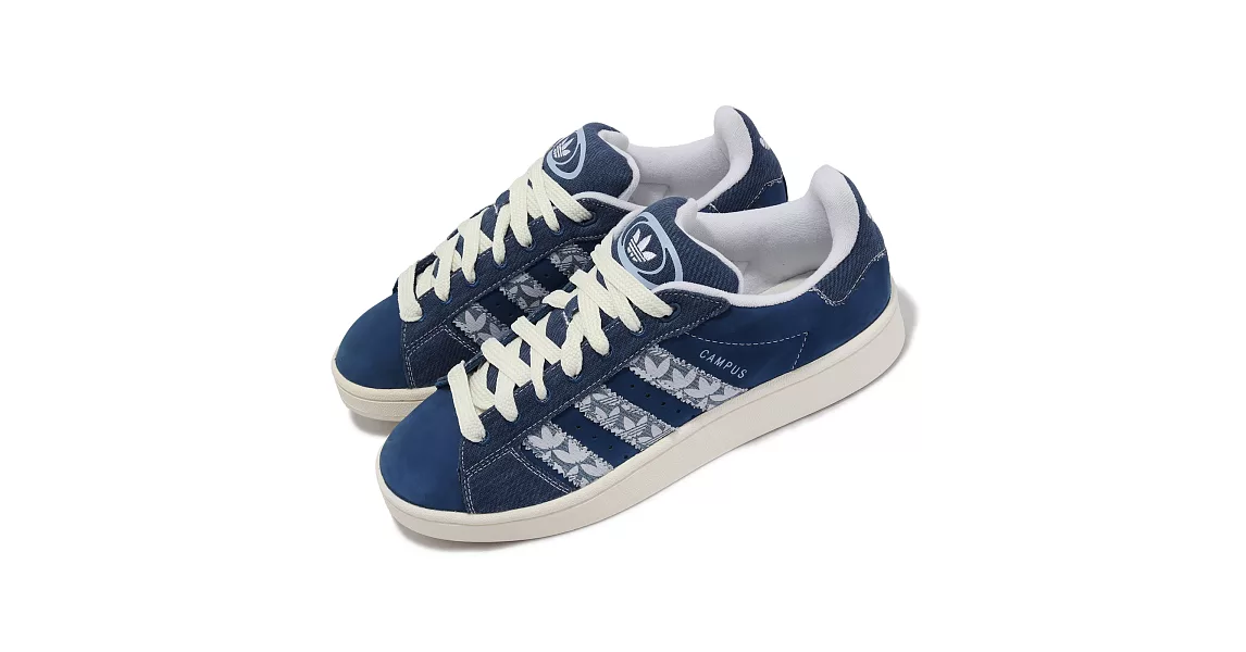 博客來-adidas 休閒鞋 Campus 00s 男鞋 女鞋 藍 皮革 丹寧風 拼接 Y2K 三葉草 愛迪達 IE2217