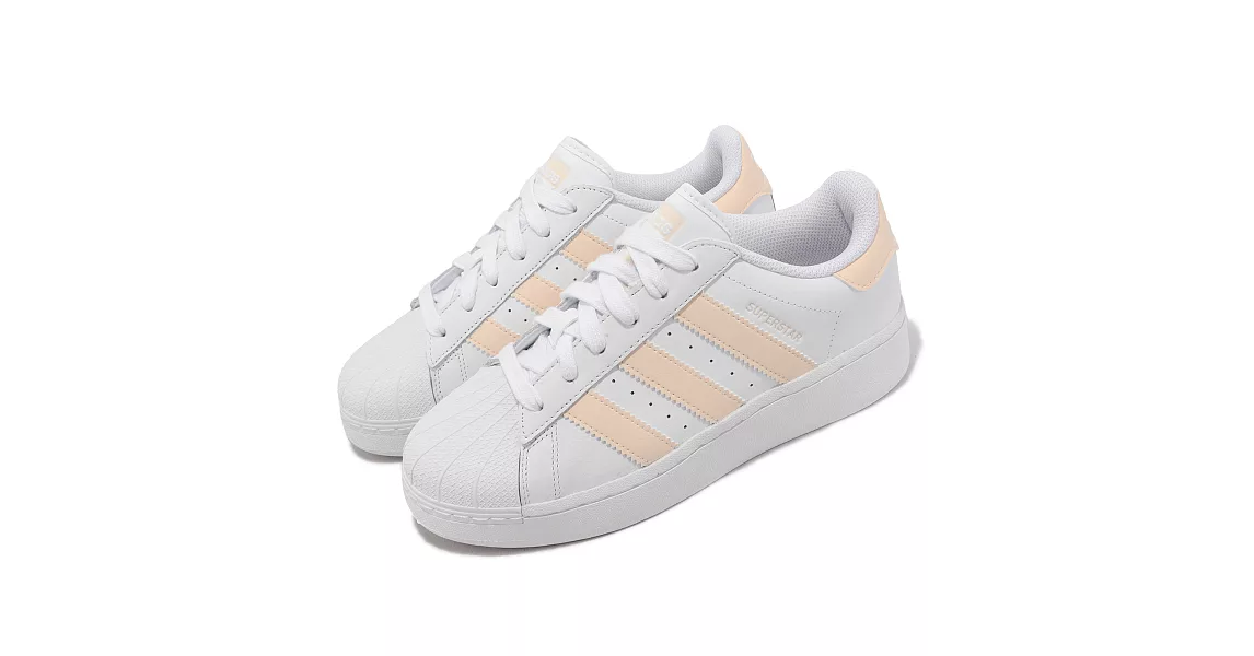 博客來-adidas 休閒鞋 Superstar XLG W 女鞋 白 橘 皮革 貝殼頭 鋸齒三線 三葉草 愛迪達 IF3004